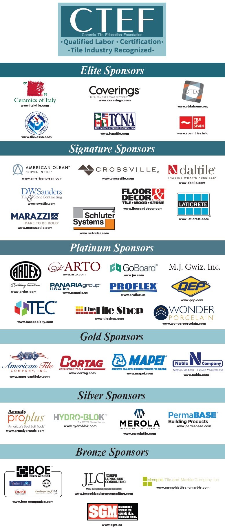 CTEF Corporate Sponsors